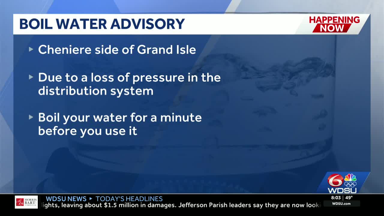 Some Grand Isle residents under a boil water advisory