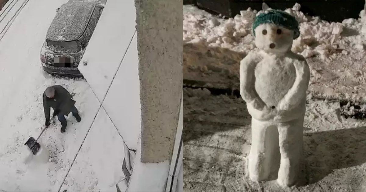 A miserable git destroyed 5-year-old's snowman twice—caught on camera