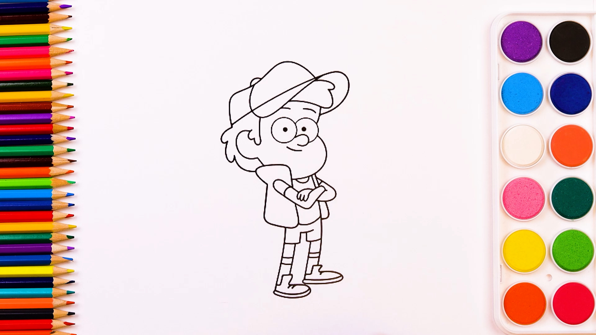 Color-in activity boy with hat