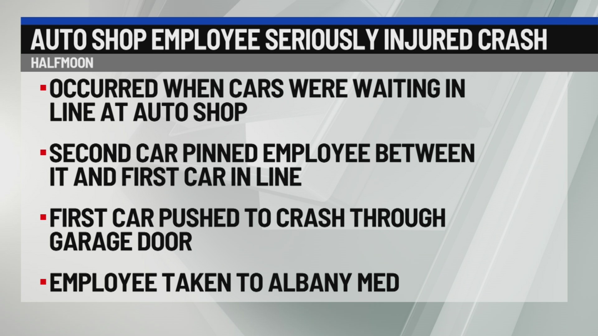 Halfmoon auto shop employee seriously injured in crash