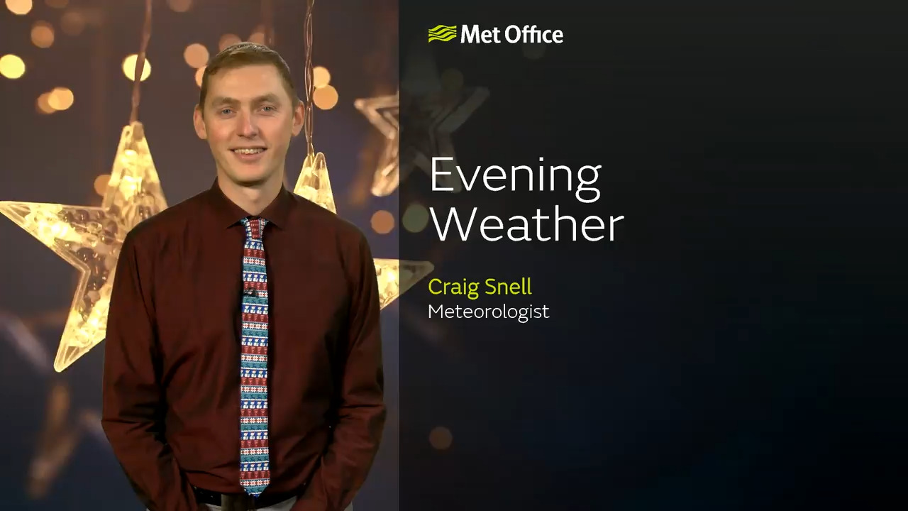 Met Office Saturday evening weather forecast 20/12/25