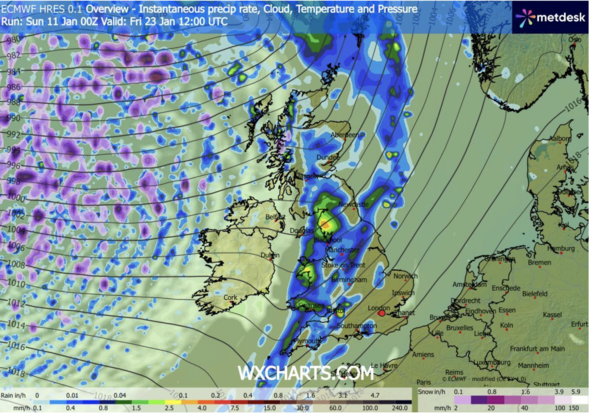 UK weather maps show exact date new 450-mile wall of snow wallops Britain