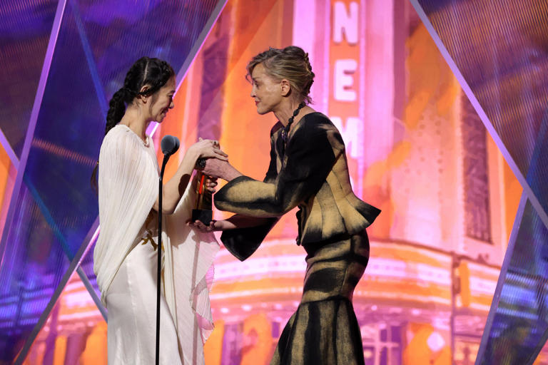 Sharon Stone emotionally remembers her late mother at AARP Awards