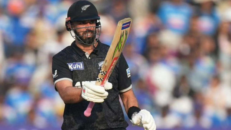 Daryl Mitchell leads the way as New Zealand post 300/8 against India