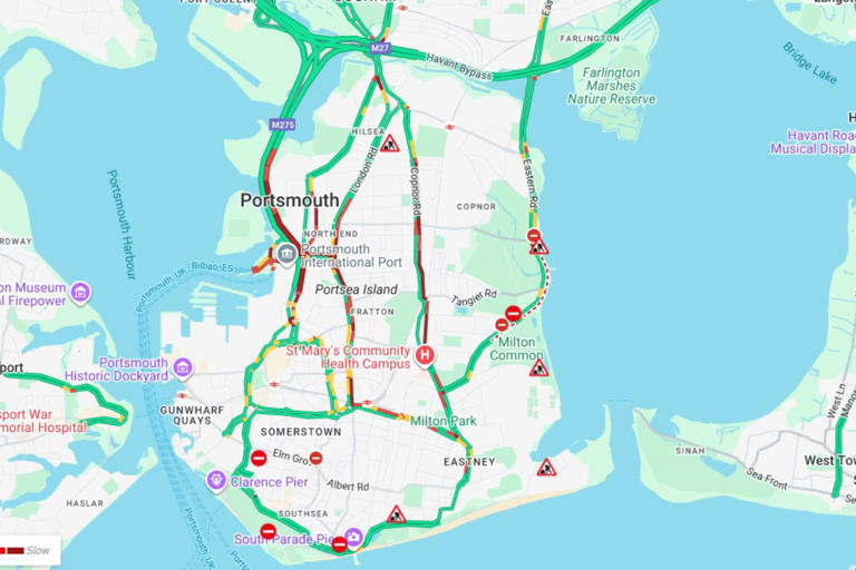 Traffic building into Portsmouth ahead of FA Cup clash with Arsenal at ...