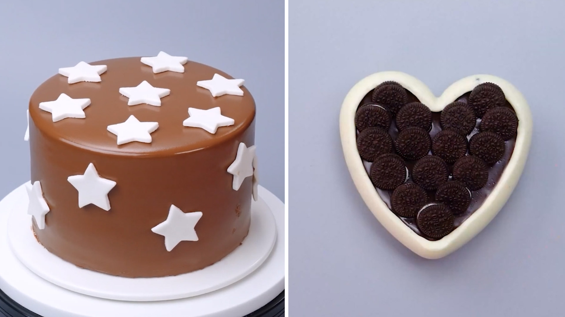 A chocolate cake and a heart filled with cookies