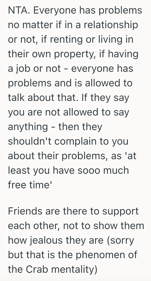 Woman vents about problems in her life, but her friends dismiss them ...