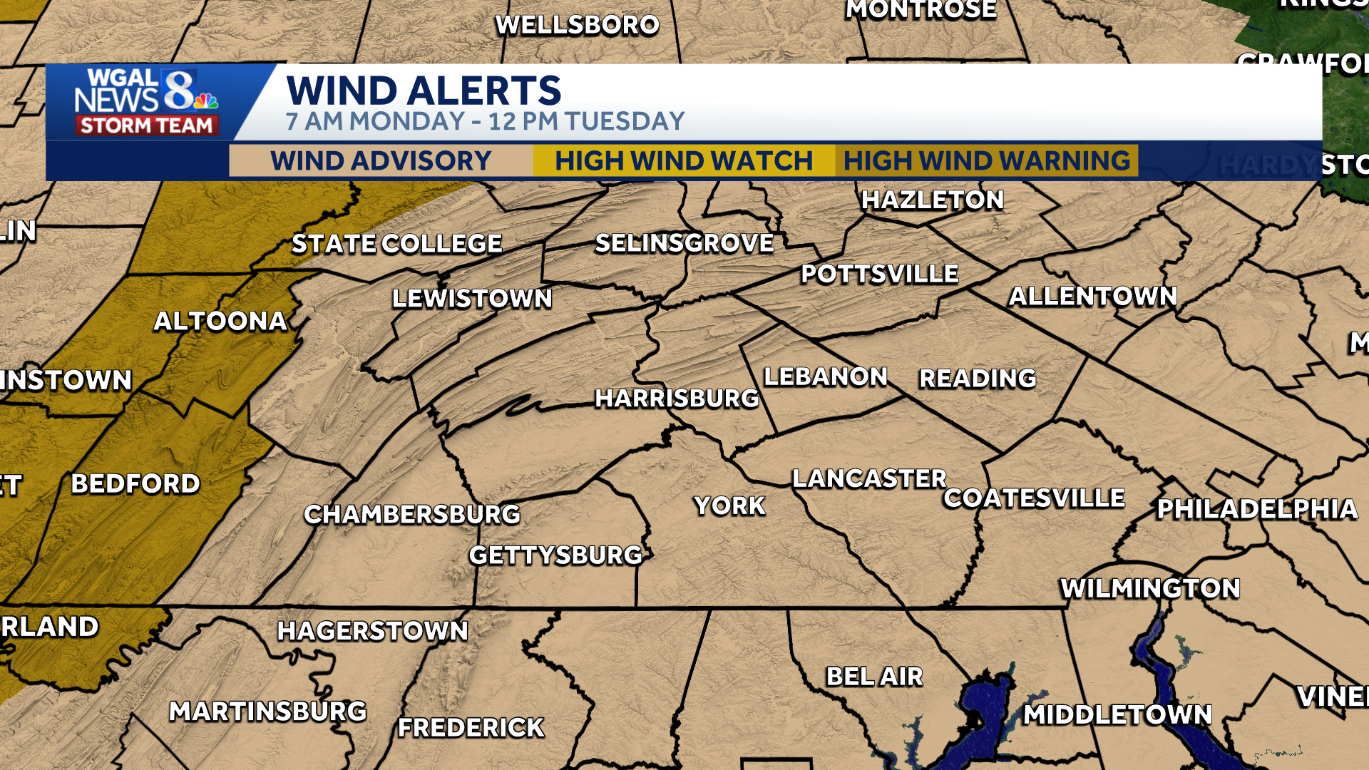 Impact day: NWS issues wind advisory for Monday & Tuesday