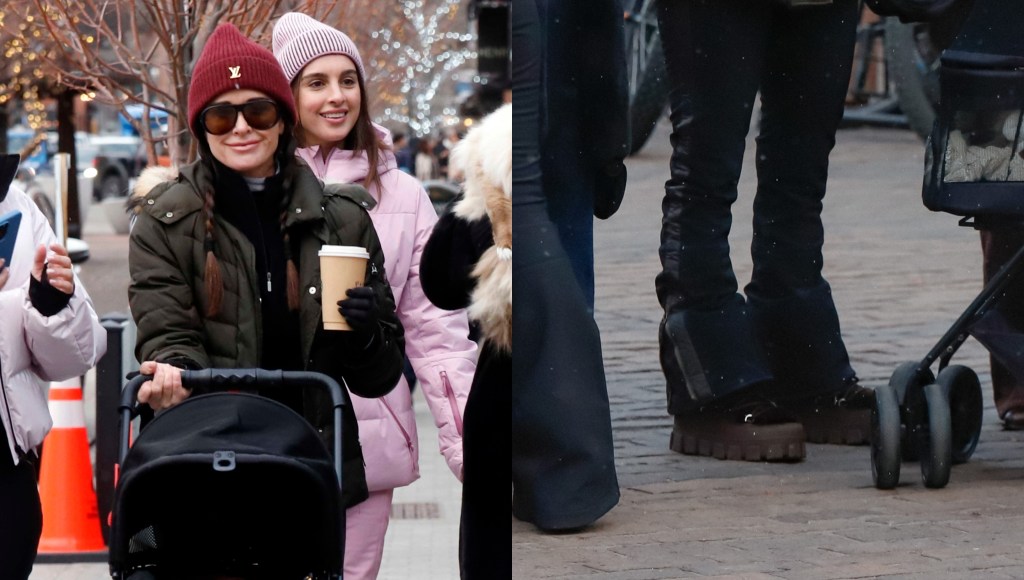 Kyle Richards gets a boost from chunky platform boots in Aspen