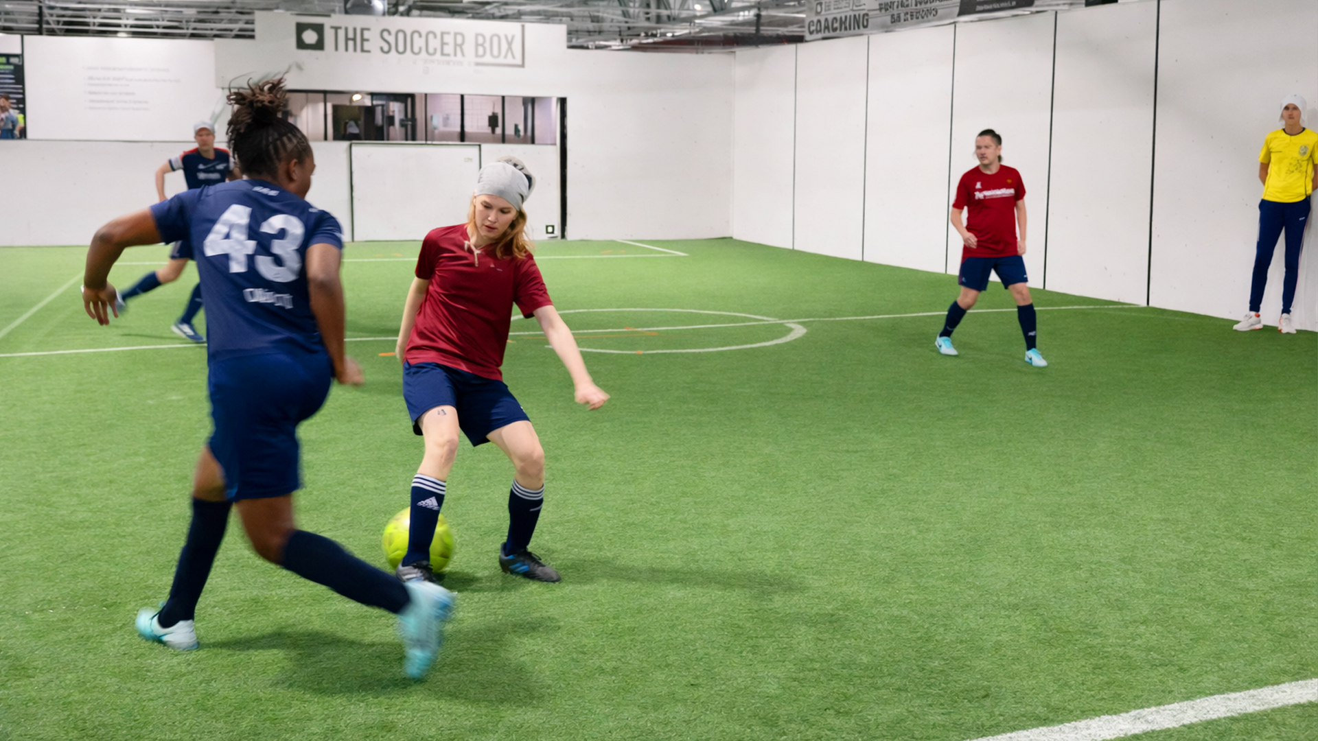 Dribbling skills from a female player in football