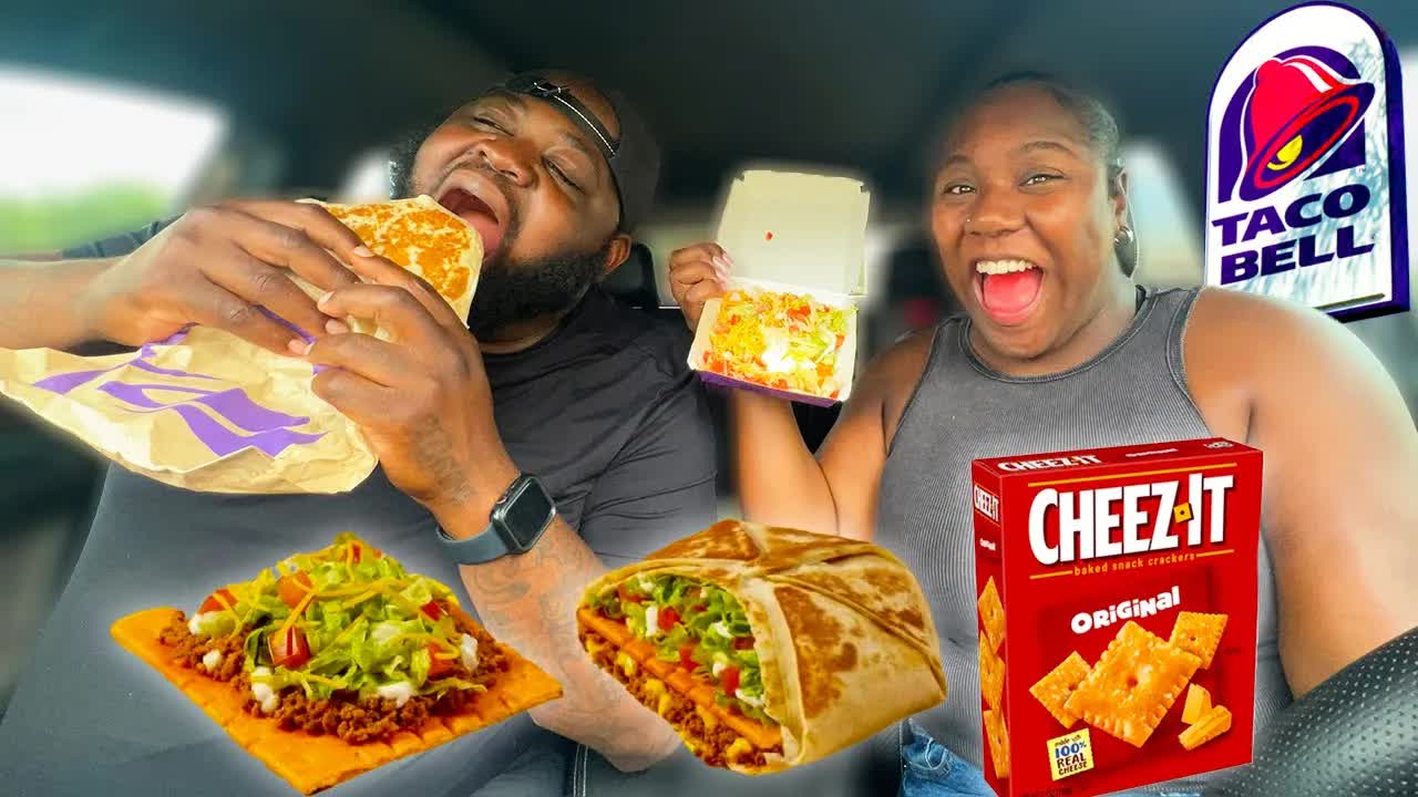 Trying the new Cheez-It Crunchwrap at Taco Bell!