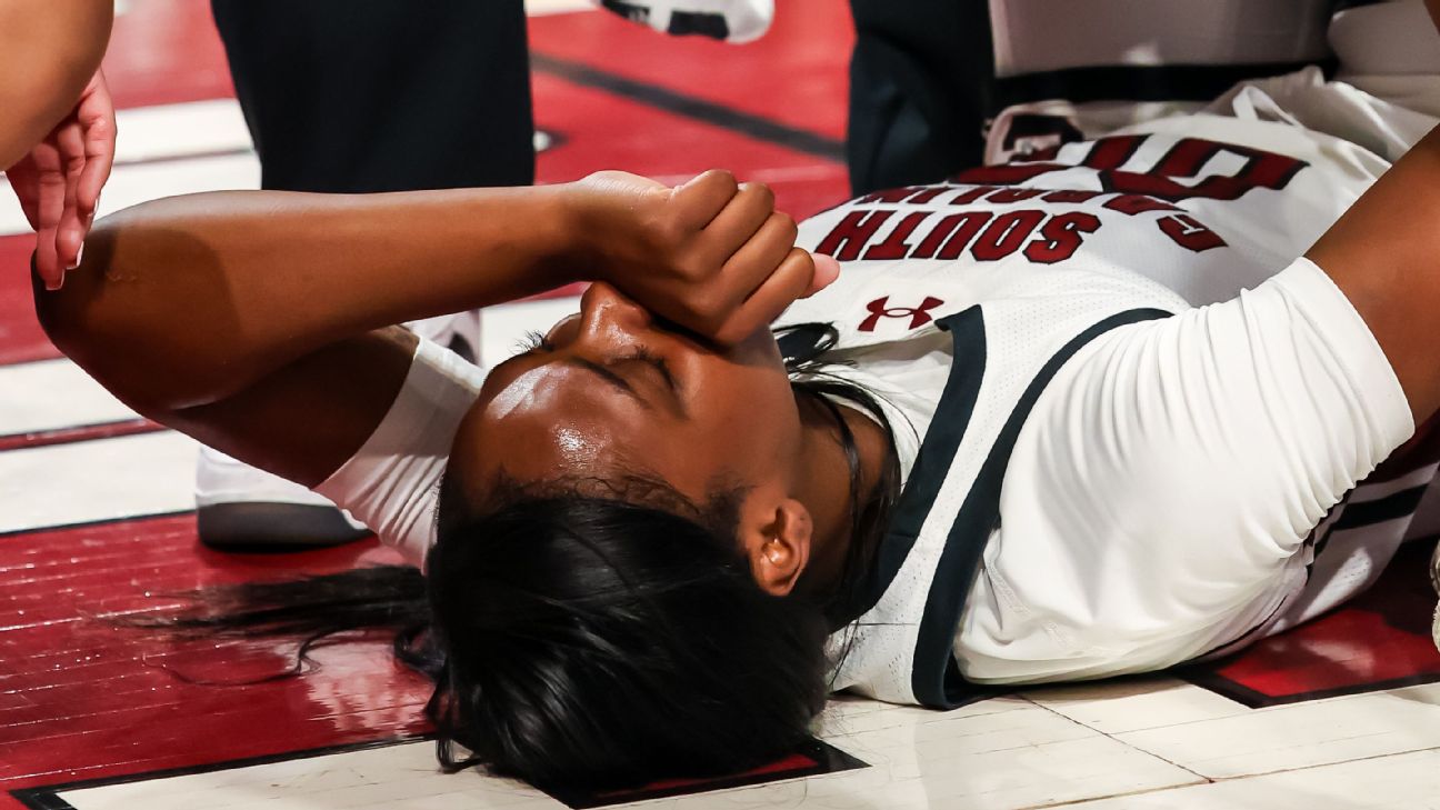 South Carolina's Ta'Niya Latson suffers lower left leg injury