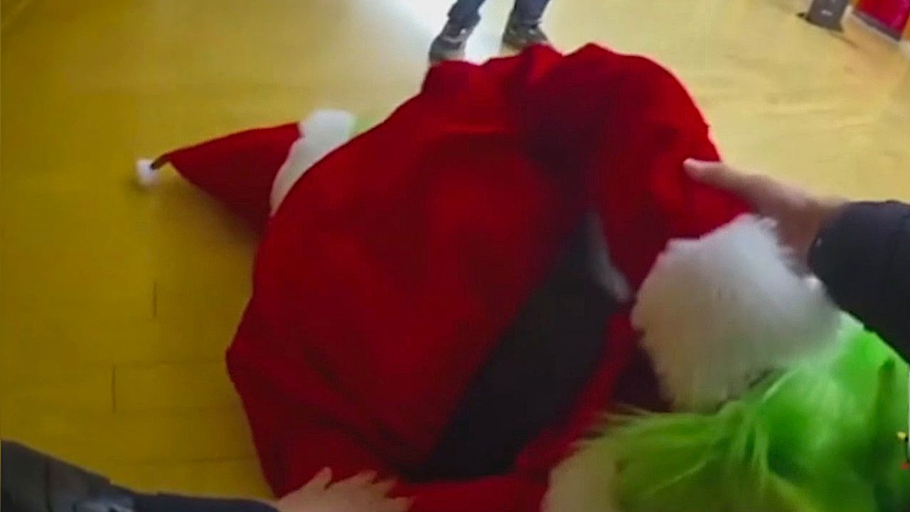 Grinch strikes again and tries to 'steal Christmas' at US shopping mall