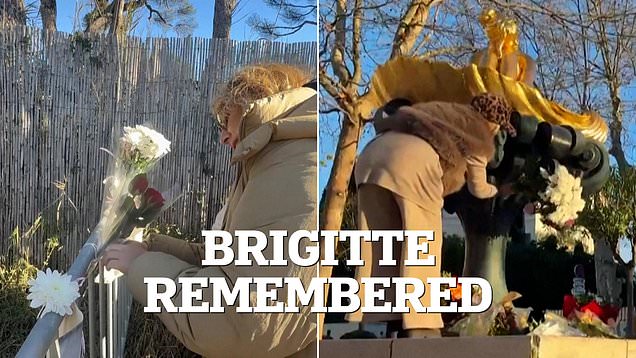 Fans of French actress Brigitte Bardot lay flowers for late star