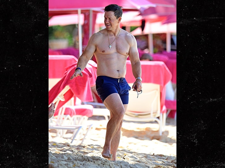 Mark Wahlberg goes shirtless in Barbados with wife Rhea