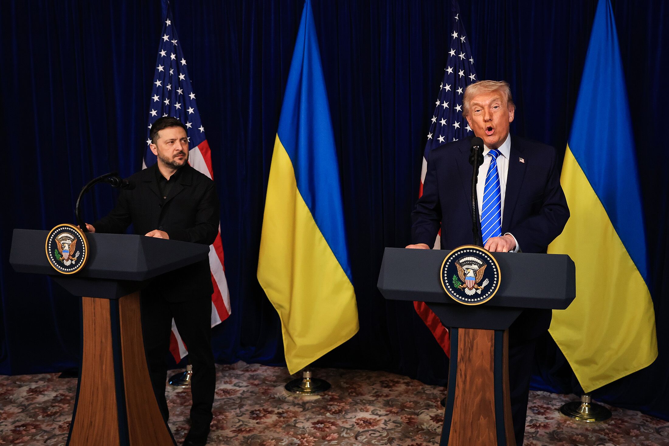 Trump meets Zelenskiy after ‘productive’ call with Putin