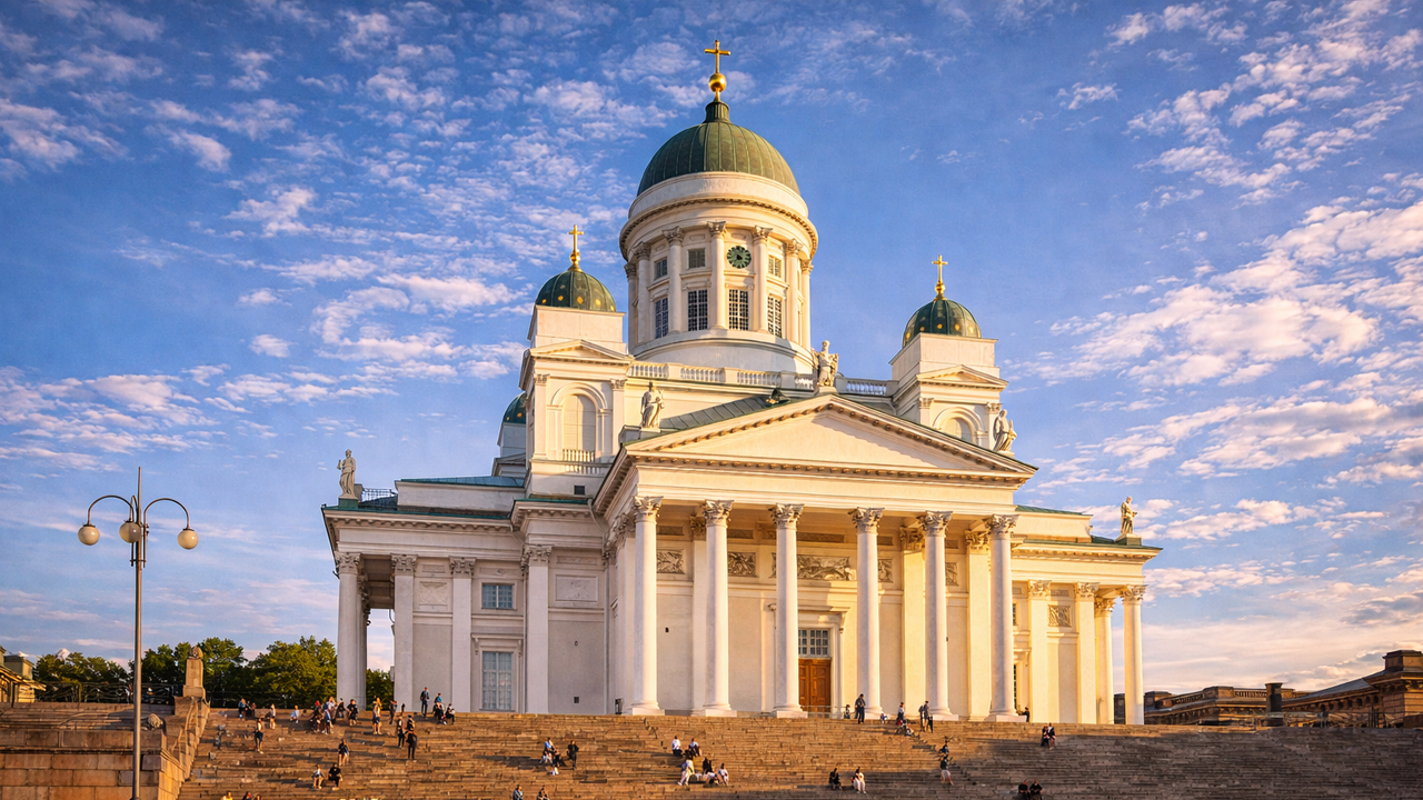 Helsinki Cathedral standing above the city center