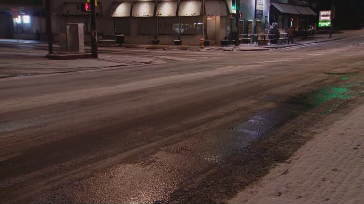 Winter weather causes slick road conditions Sunday morning