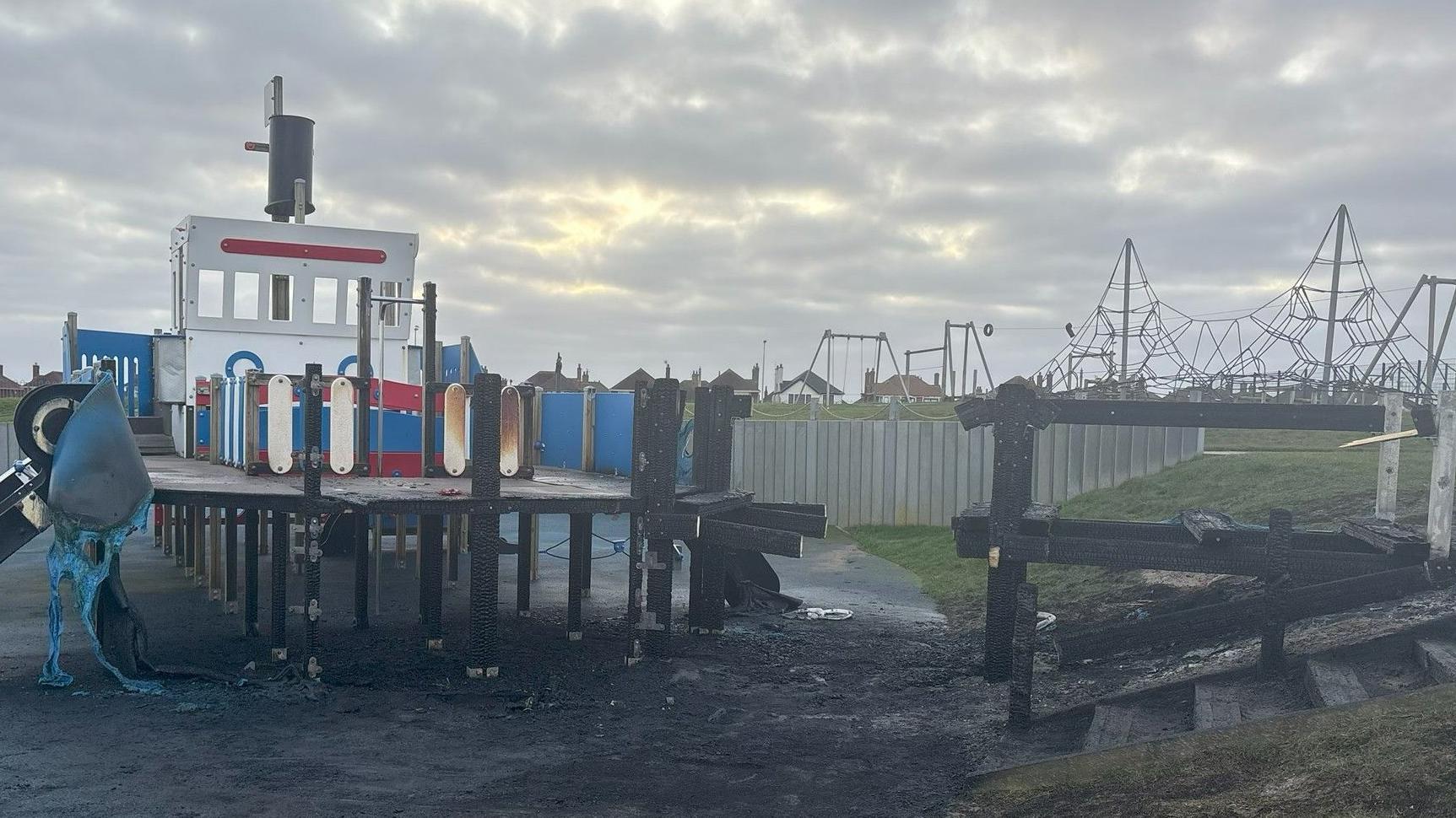 Children's playground fire causes £100k of damage