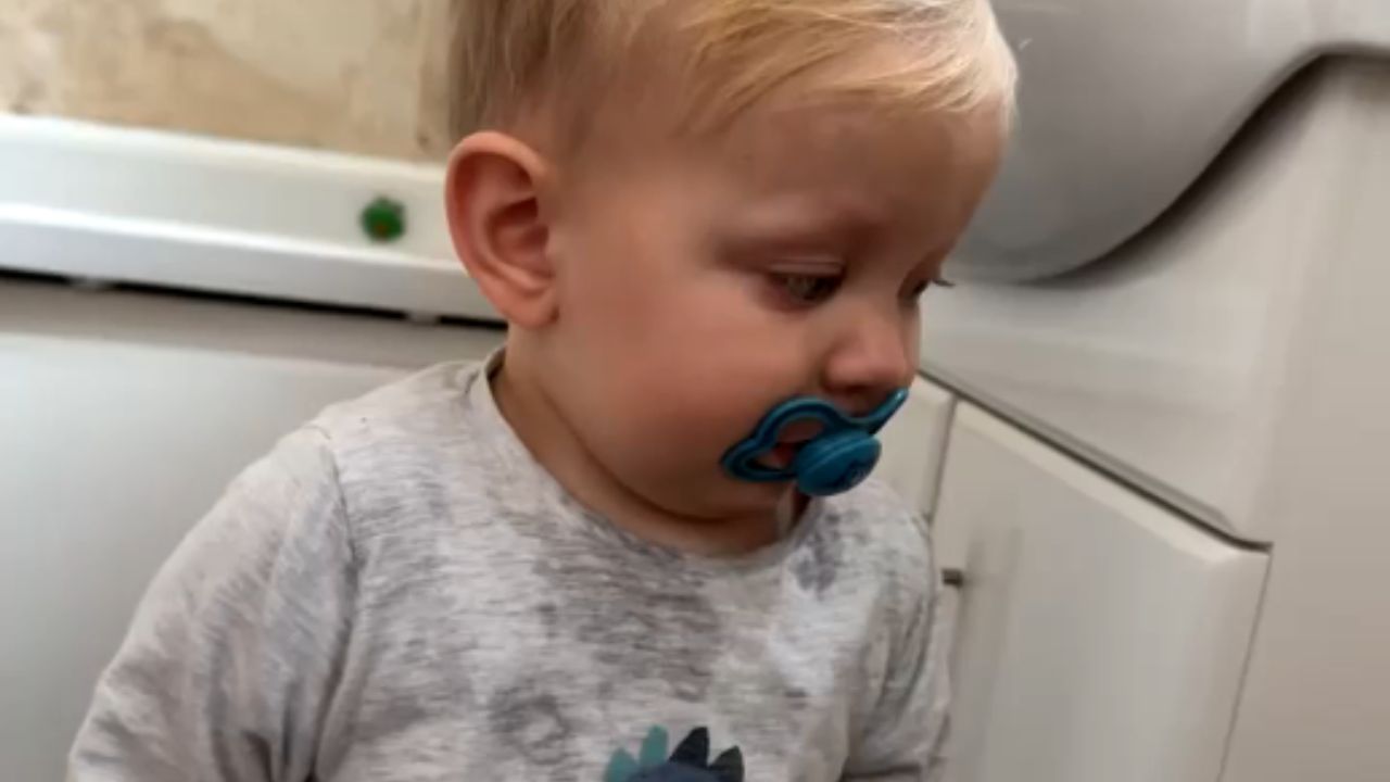Toddler bursts into tears over not being allowed to sit on