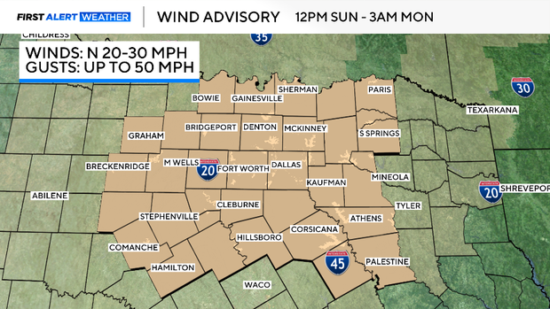Wind advisory in effect as cold front moves through North Texas ...