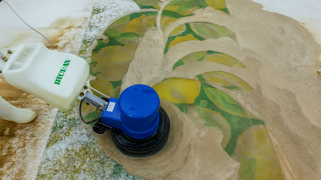 Deep carpet cleaning reveals hidden pattern