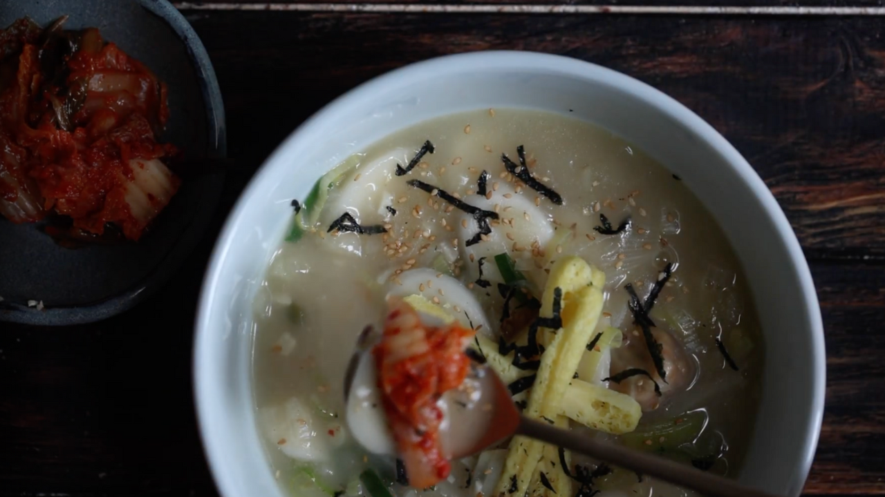 Making tteokguk to celebrate my dad’s birthday