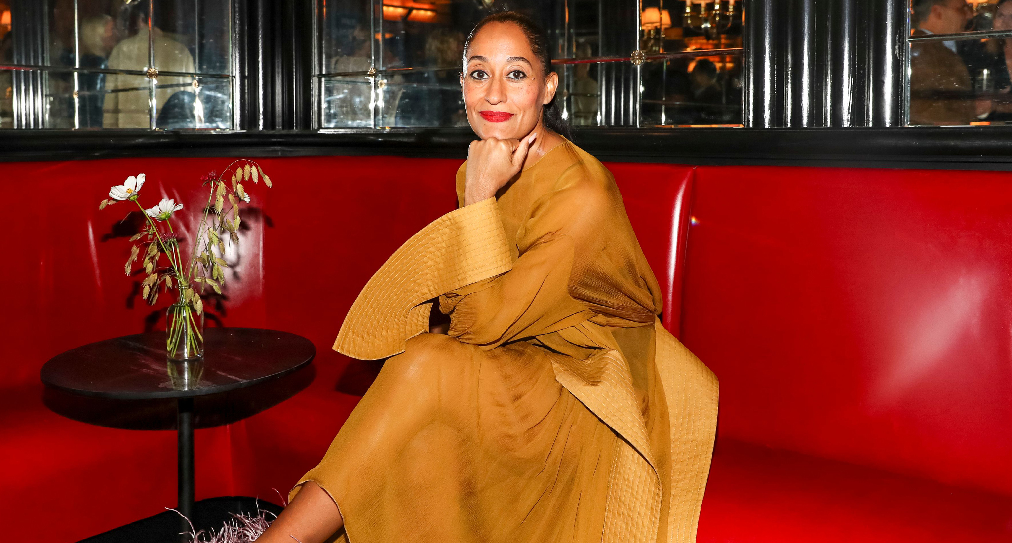 Tracee Ellis Ross rocks animal print dress to promote new movie