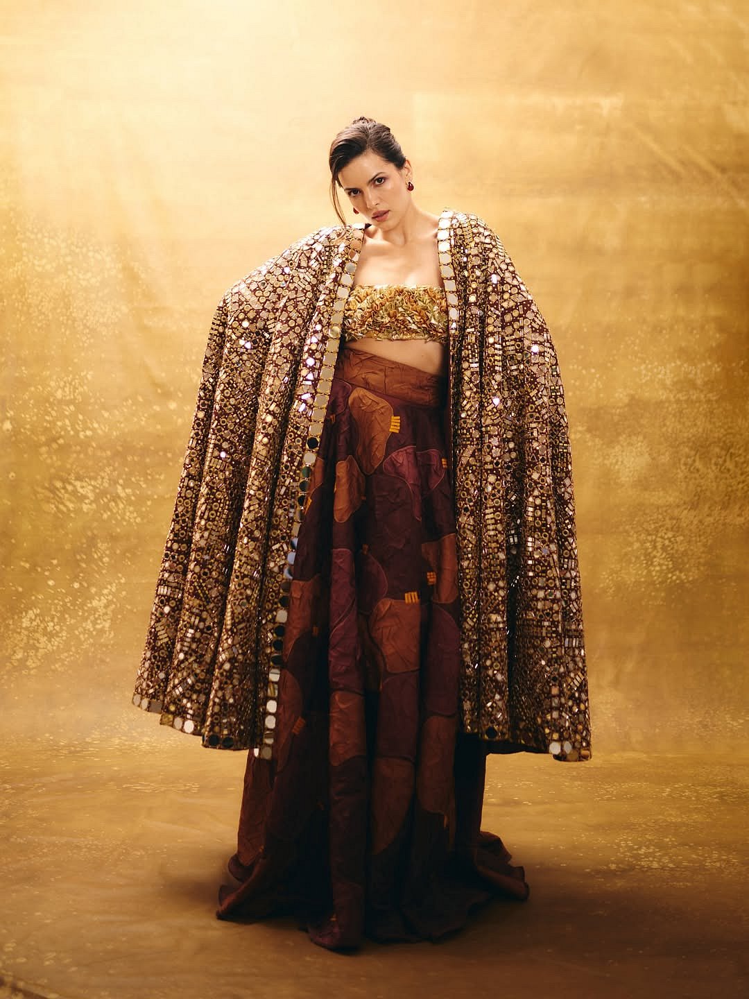 Natasa Stankovic brings celestial drama in AJSK rustic brown lehenga ...