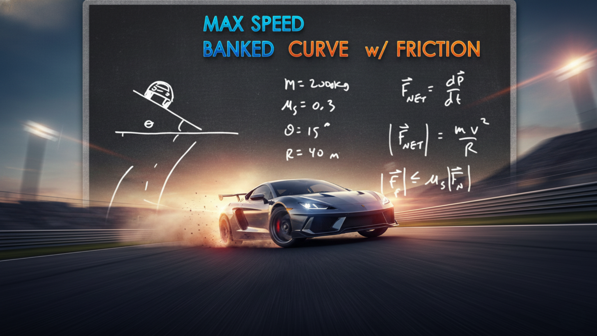 How friction affects maximum speed around a banked curve