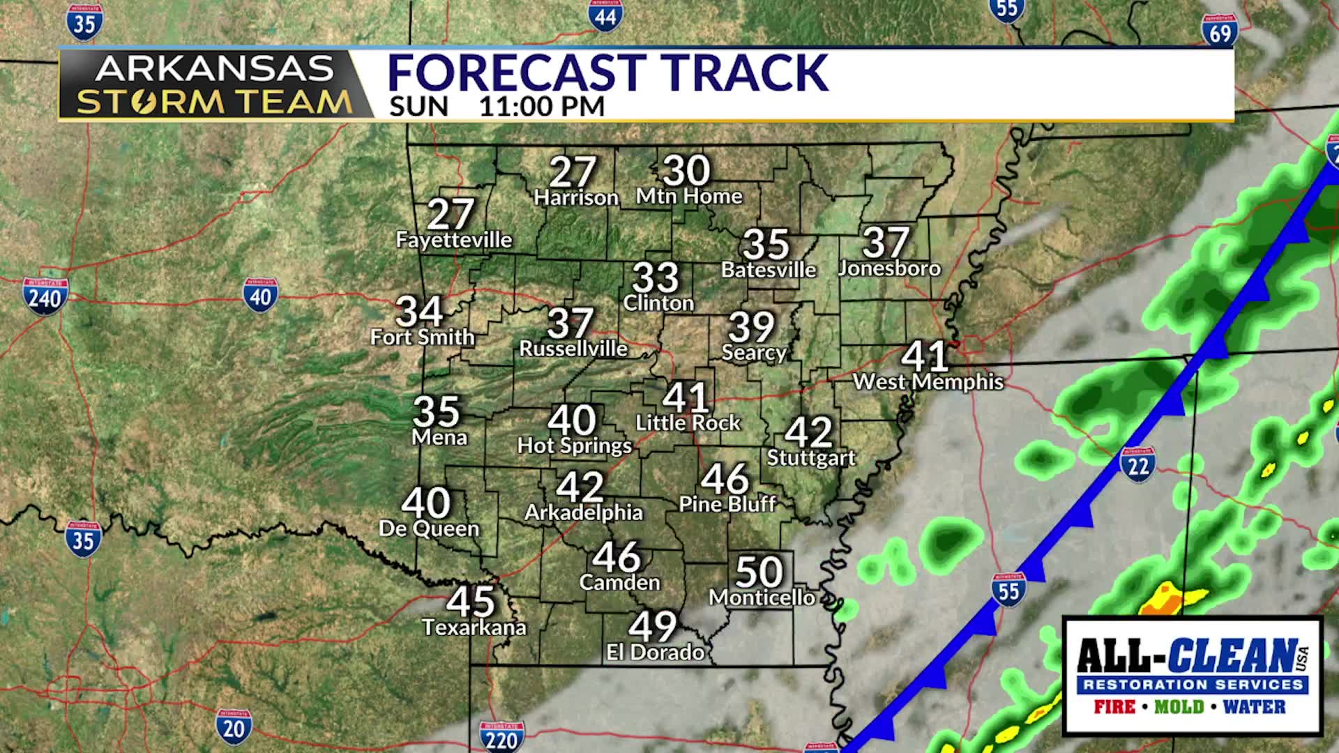 Strong front pushing in