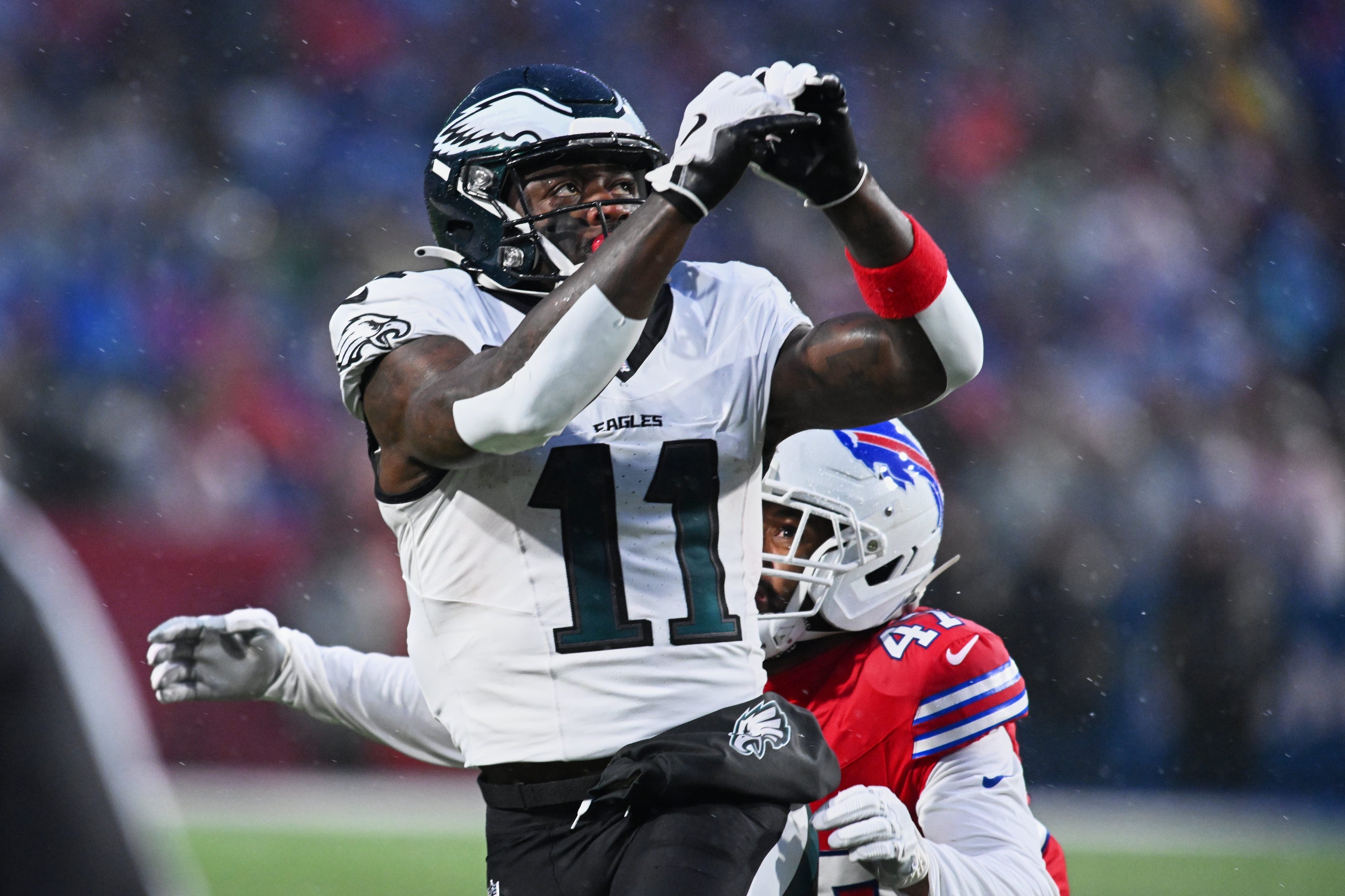 AJ Brown climbs the Eagles' ladder, goes over 5,000 yards receiving in ...