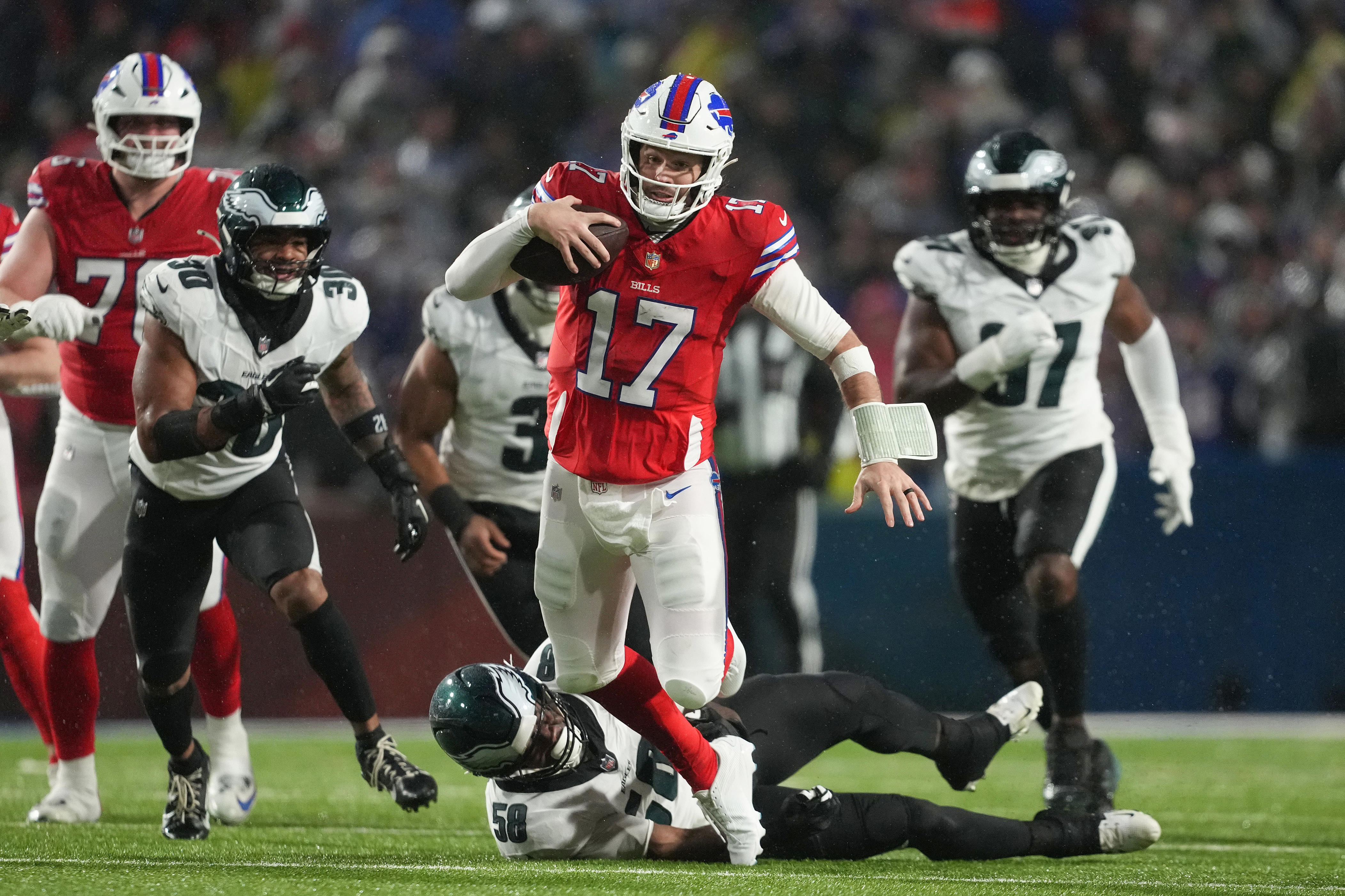 Josh Allen and Jalen Hurts stats in Bills vs. Eagles game today