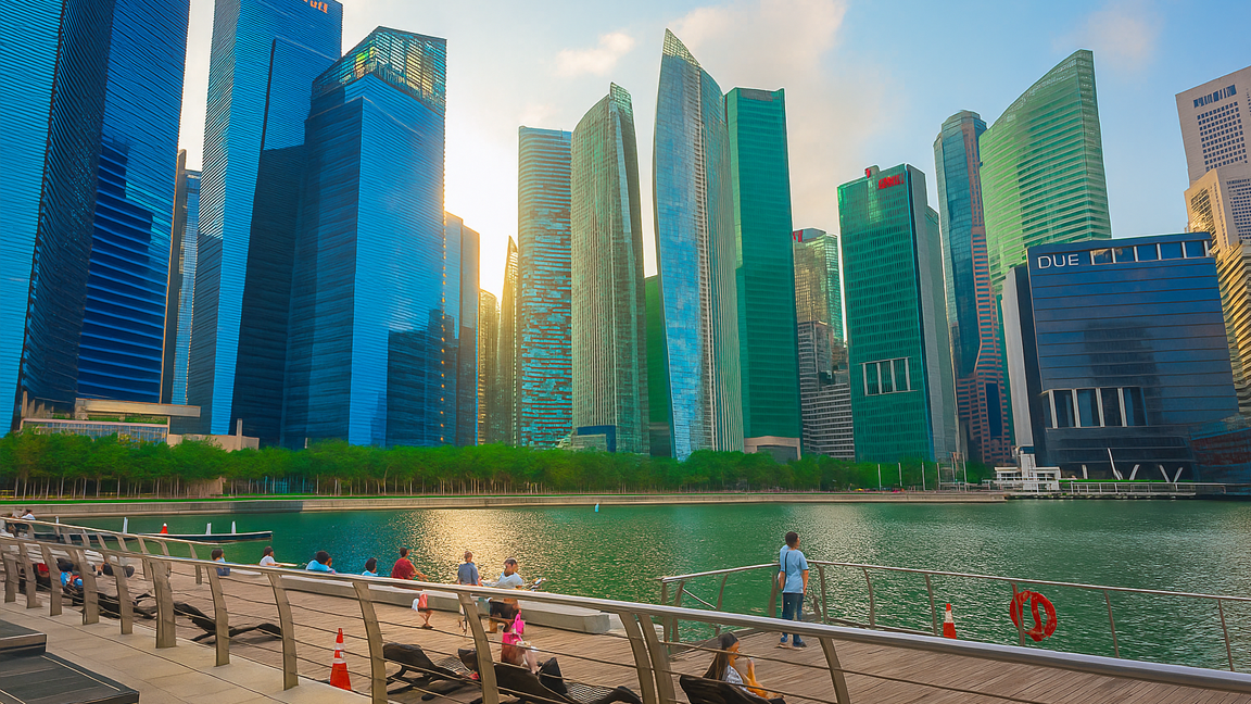 What can you see along Singapore’s Marina Bayfront?