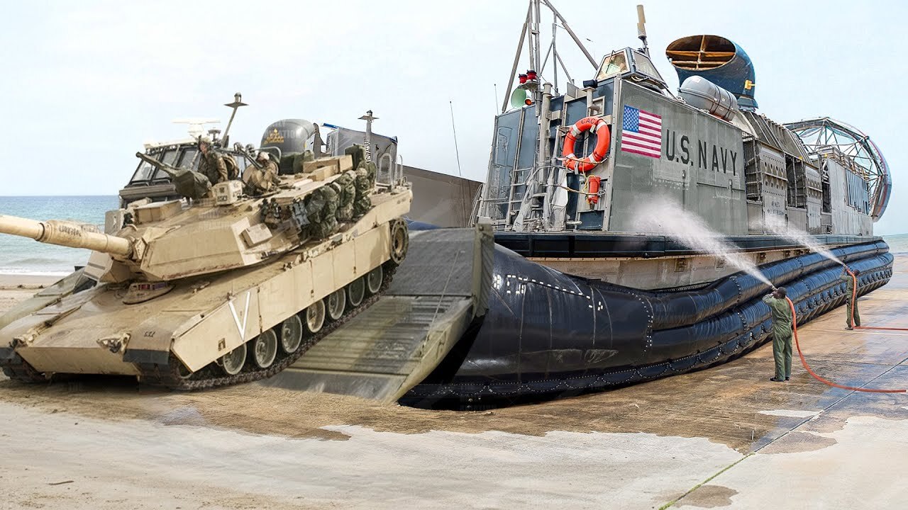 US Navy’s Massive Hovercraft in Action Transporting US Heaviest Tank
