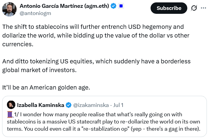 Bitcoin helps USD's reserve status in a strange way: Coinbase CEO