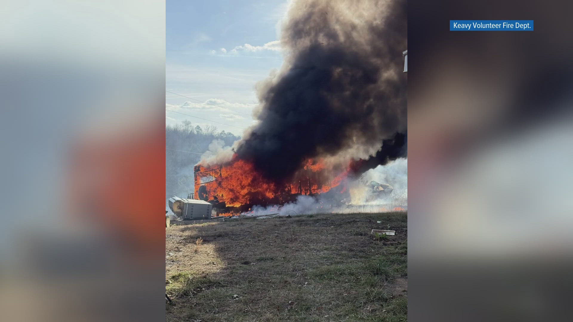 Grass fire in eastern Kentucky destroys RV
