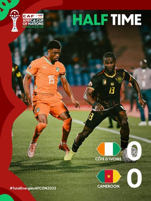 AFCON 2025: Ivory Coast and Cameroon enter half-time locked in ...