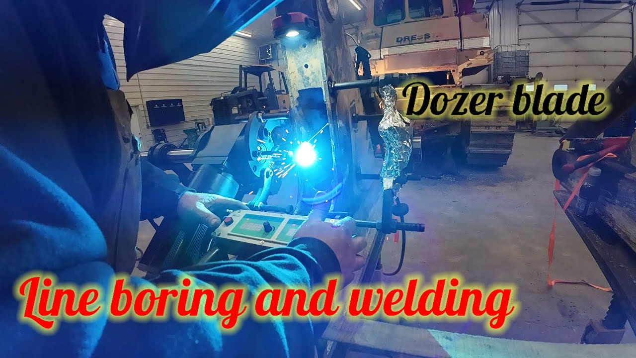 Bore welding and line boring a dozer blade C frame and installing on a ...