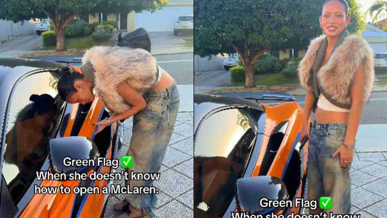Viral video: Woman doesn’t know how to open a McLaren door and her ...