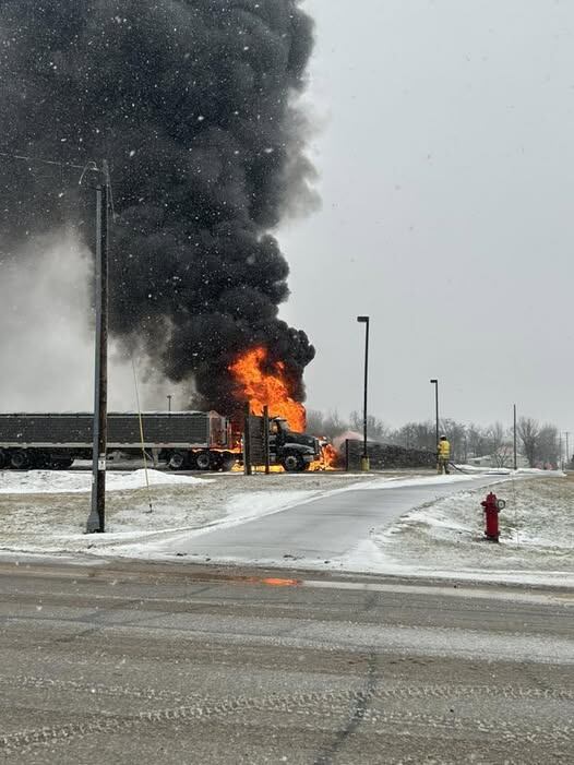 Electrical fire leaves semi damaged beyond repair