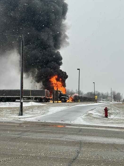 Electrical fire leaves semi damaged beyond repair