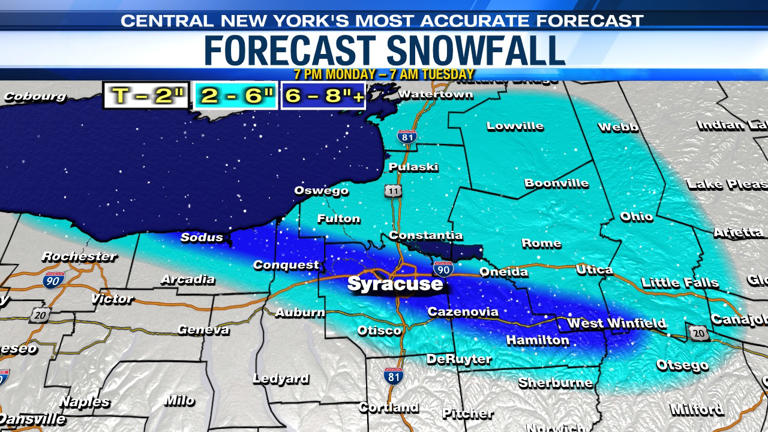 Wet and mild to start Monday, then turning wintry