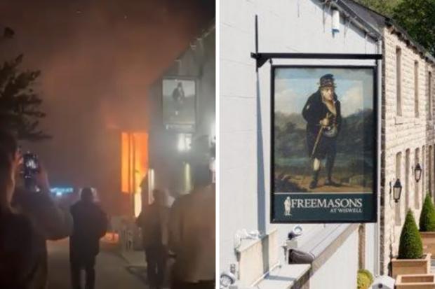Watch: Huge flames and plumes of smoke as fire takes hold next to pub
