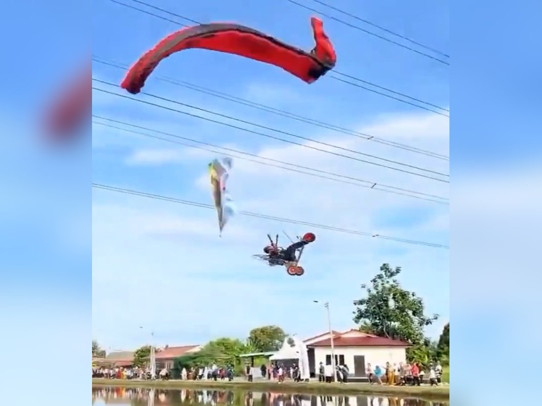 Paramotor crashes into power line, pilot nearly survives
