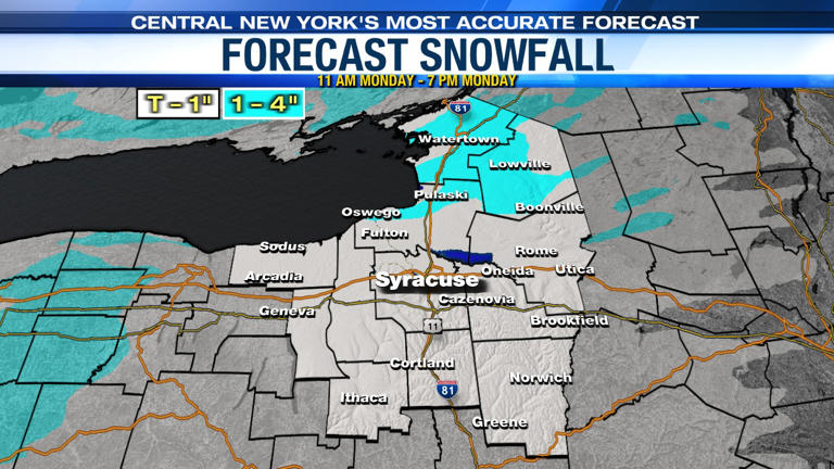 Wet and mild to start Monday, then turning wintry