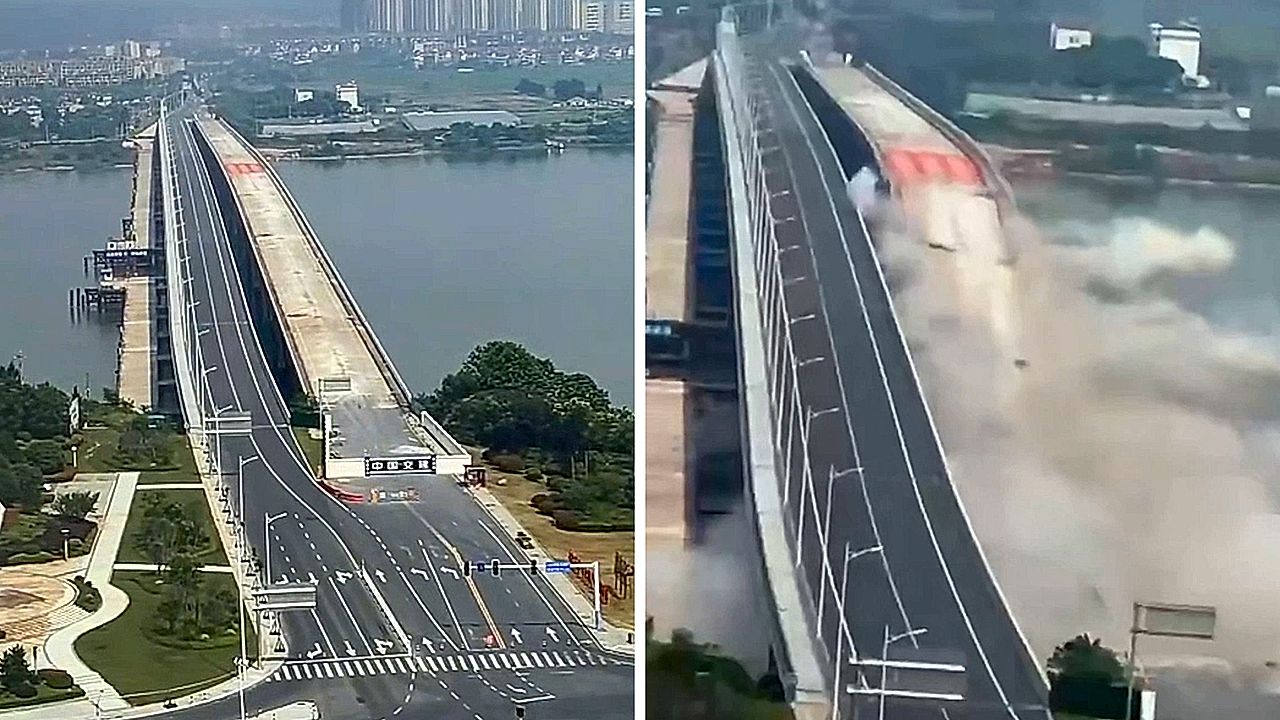 China's old Ganjiang Bridge demolished right next to new bridge
