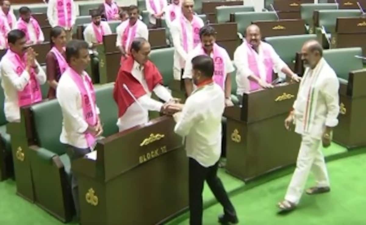 Amid war of words, a handshake between Revanth Reddy and KCR