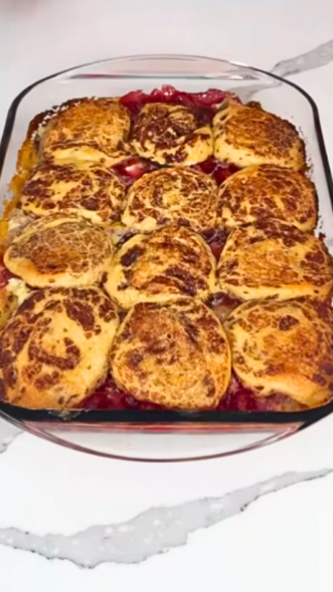 Cinnamon roll cherry cheesecake casserole | Dessert recipe