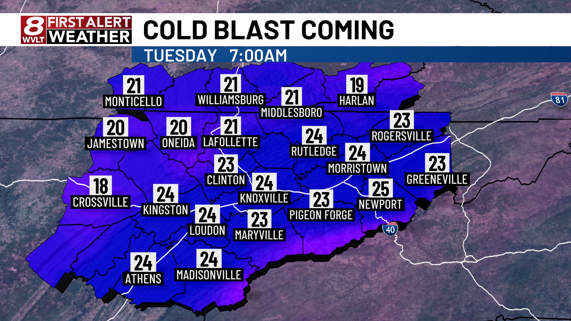 Temperatures tumble today